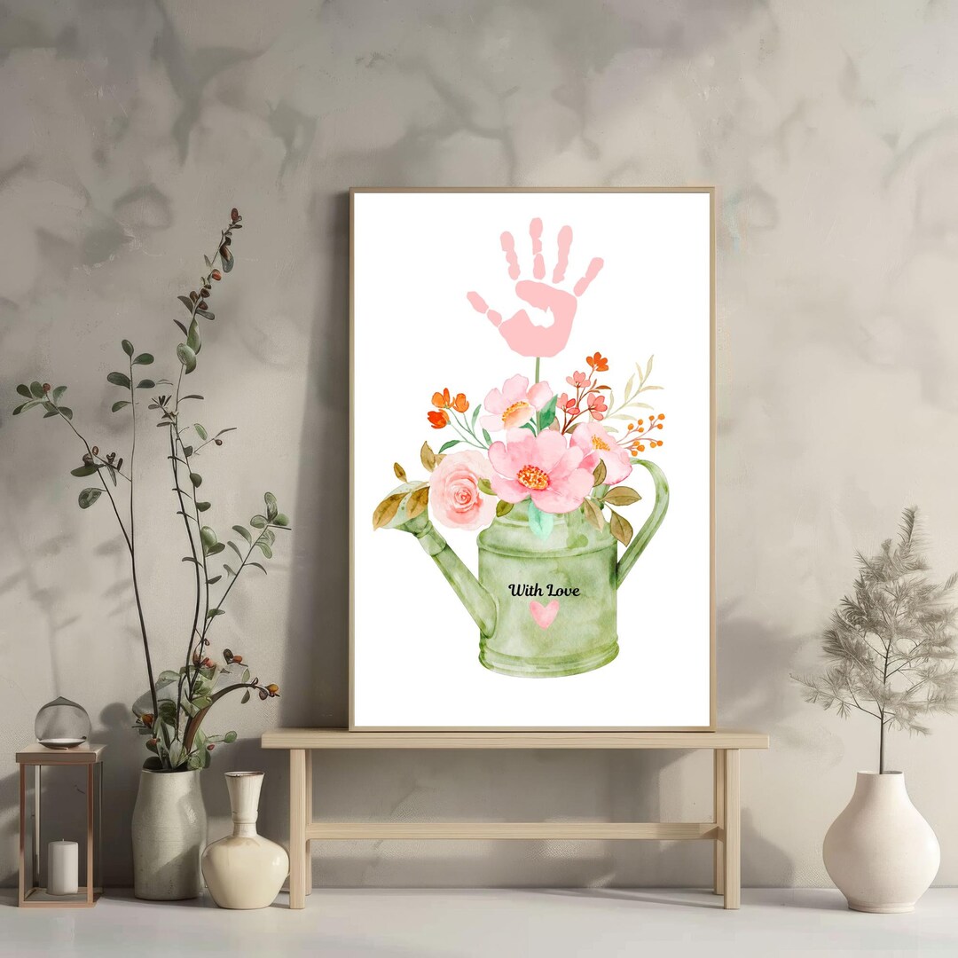 Flower Handprint Craft Art, Printable, Mothers Day, for Mom or Grandma ...