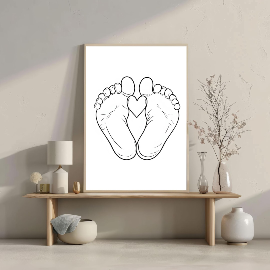 Baby Feet Line Art, Newborn Feet, Mother’s Day Gift, Motherhood Art ...