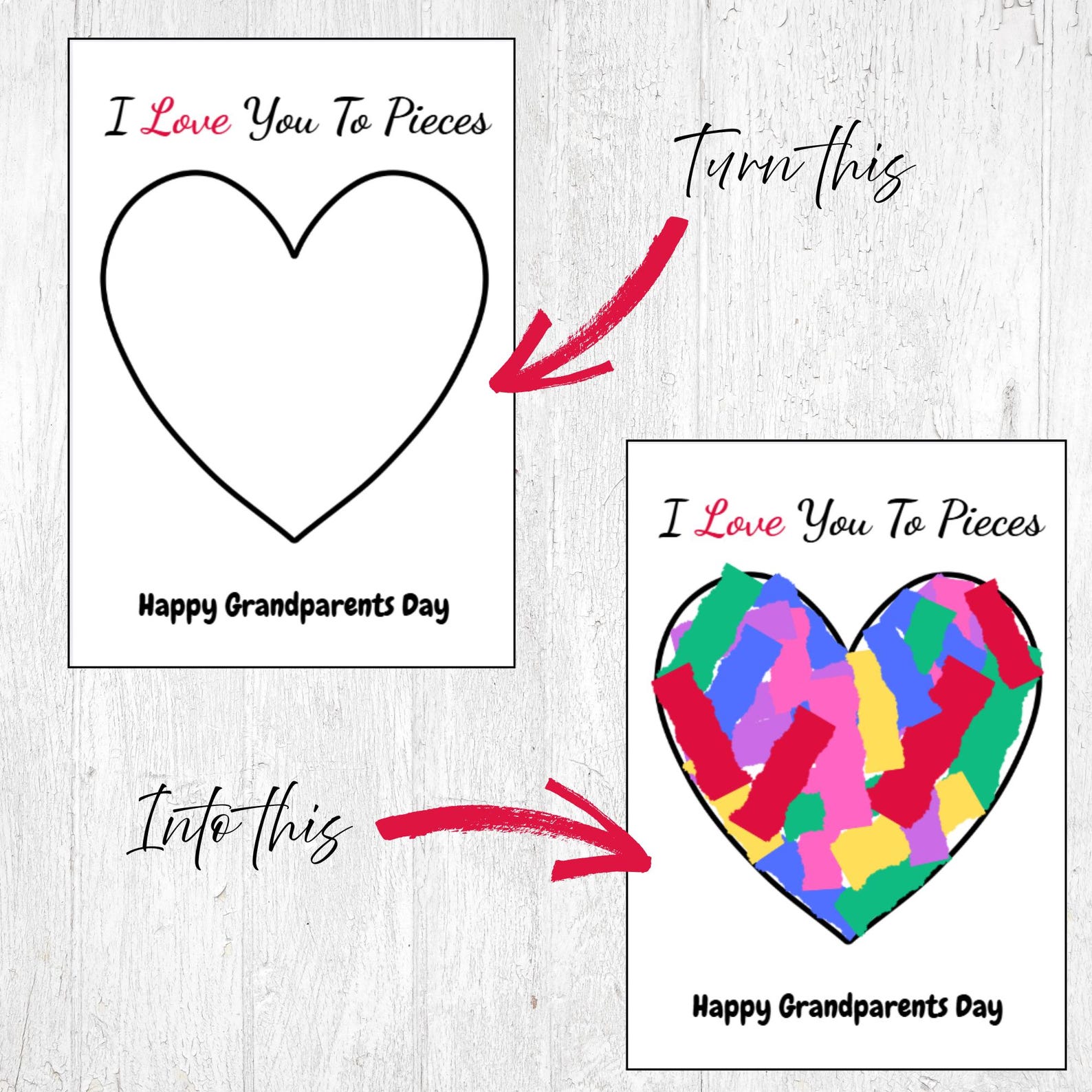 Grandparents Day Torn Paper Craft, Activities for Kids, Shredded Pieces ...