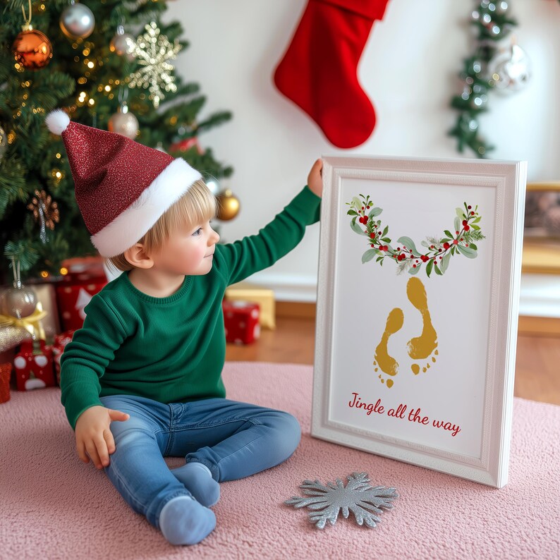 Printable Christmas Footprint Craft, Jingle All the Way Keepsake, Baby ...