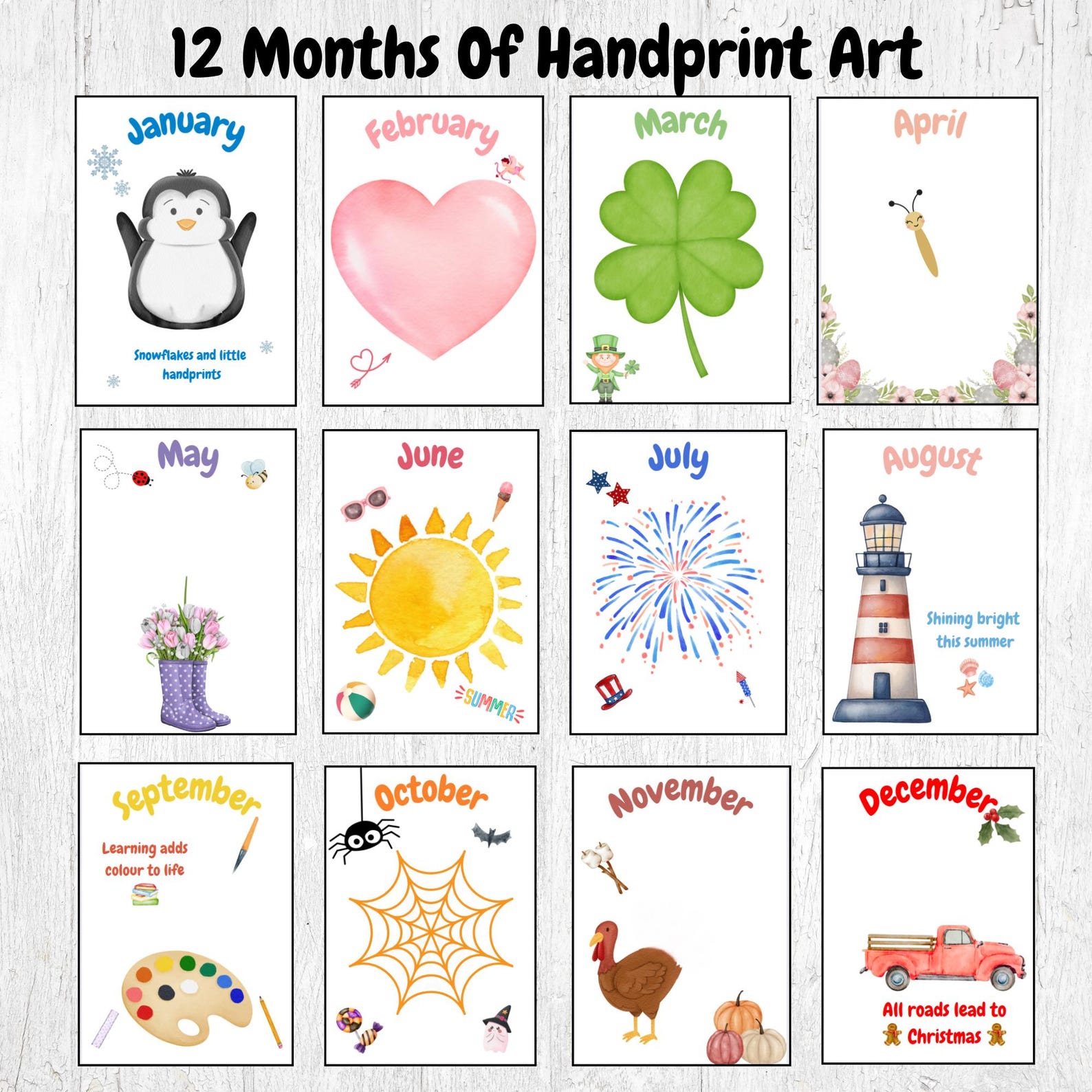 Handprint Art Memory Book: Printable Kids Calendar Keepsake (PDF) - Etsy