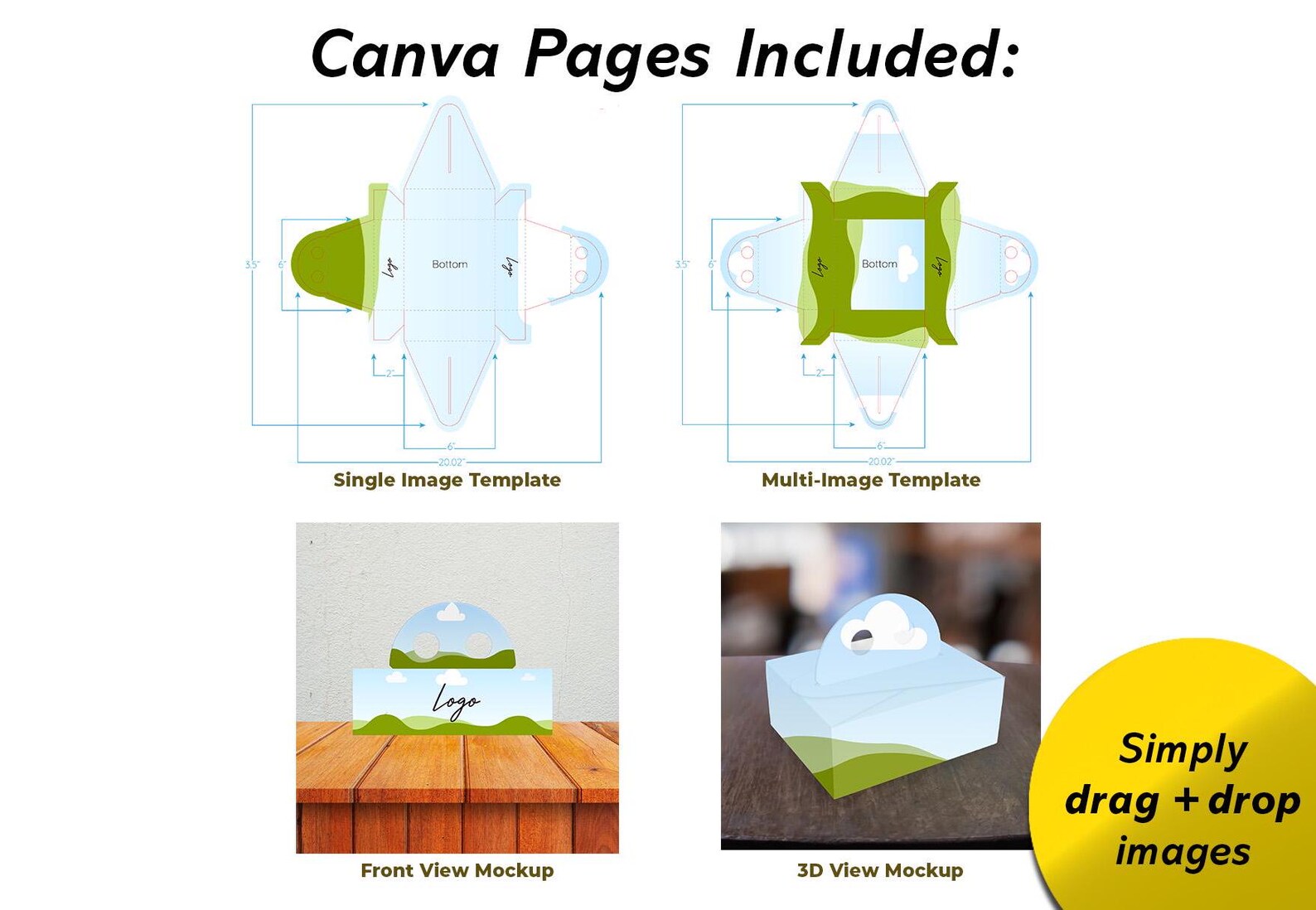 Food Carton Box Templates + Mockups: Customizable Print Design (canva ...