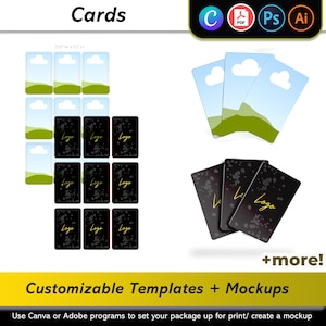 Playing Card Mockups + Templates | 9 DIY Cards on Sheet | Customizable ...