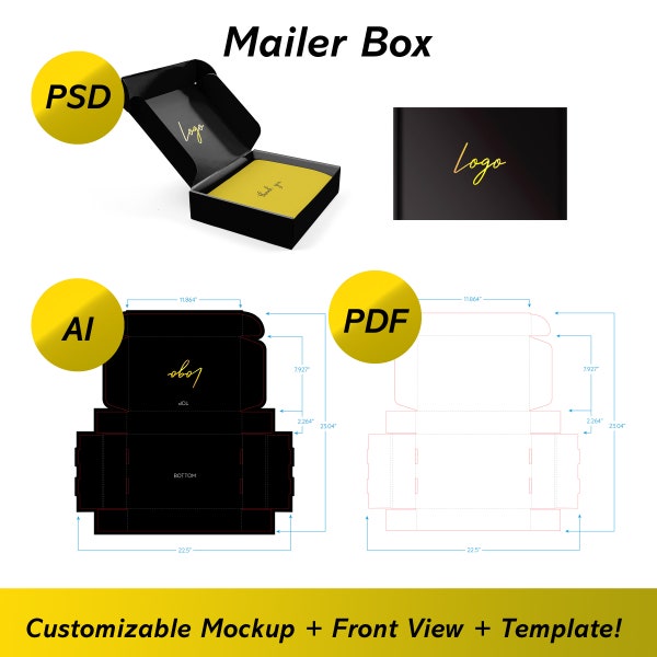 Mailer Box Mockup Template - Etsy