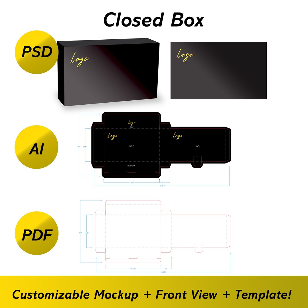 Closed Box Mockup Template - Etsy