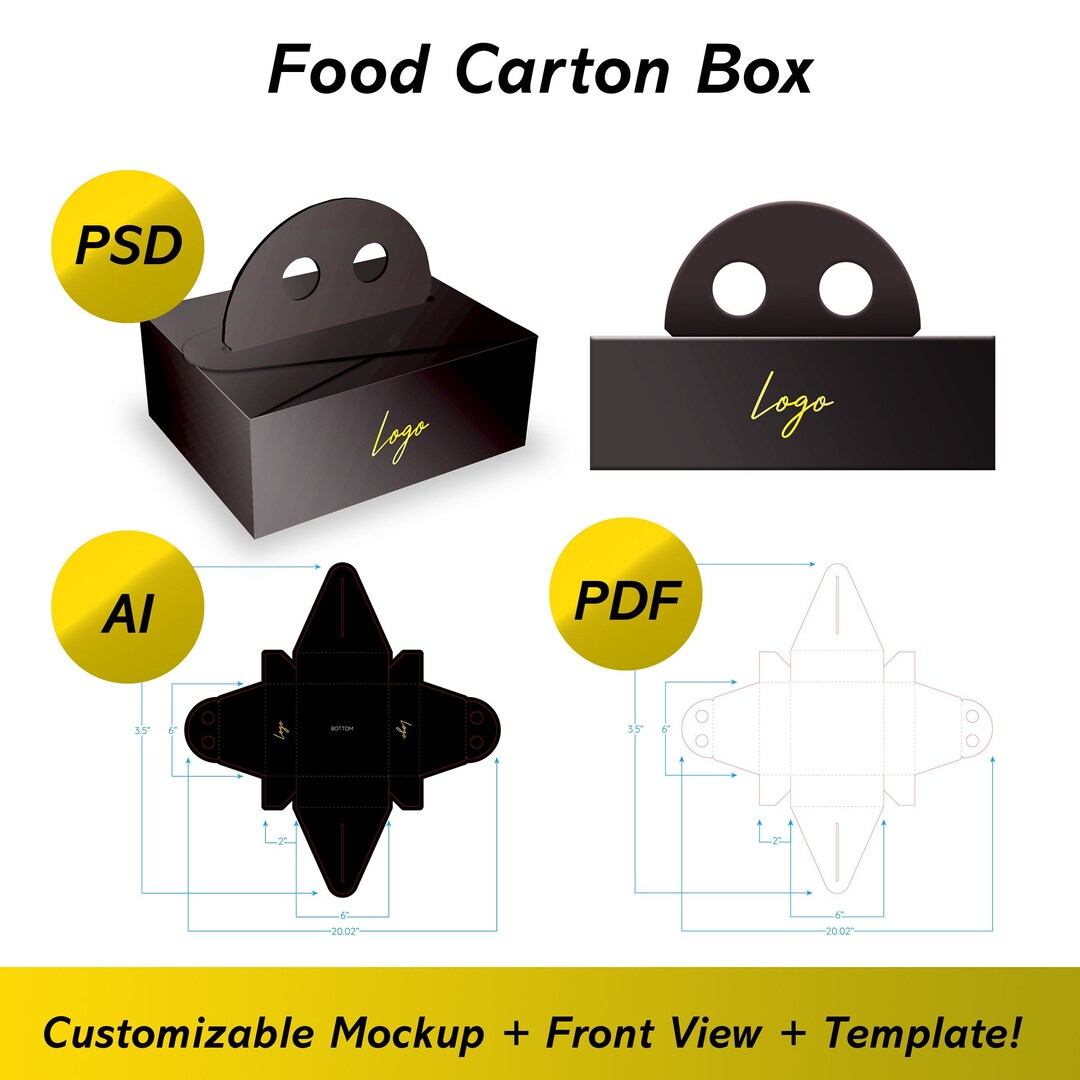 Food Carton Box Mockup Template - Etsy