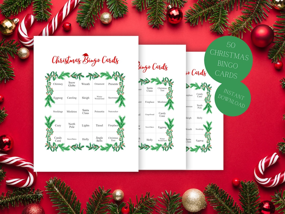 50 Christmas Bingo Cards for Kids Adults Fun Christmas Game - Etsy
