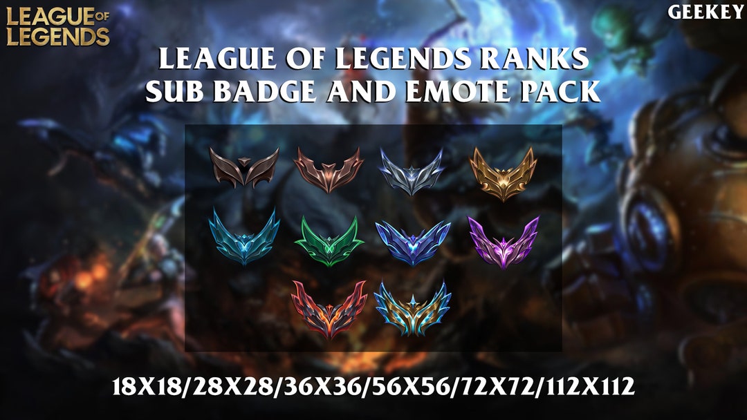 League of Legends Ranks Sub Badge and Emote Pack for Twitch, Youtube ...