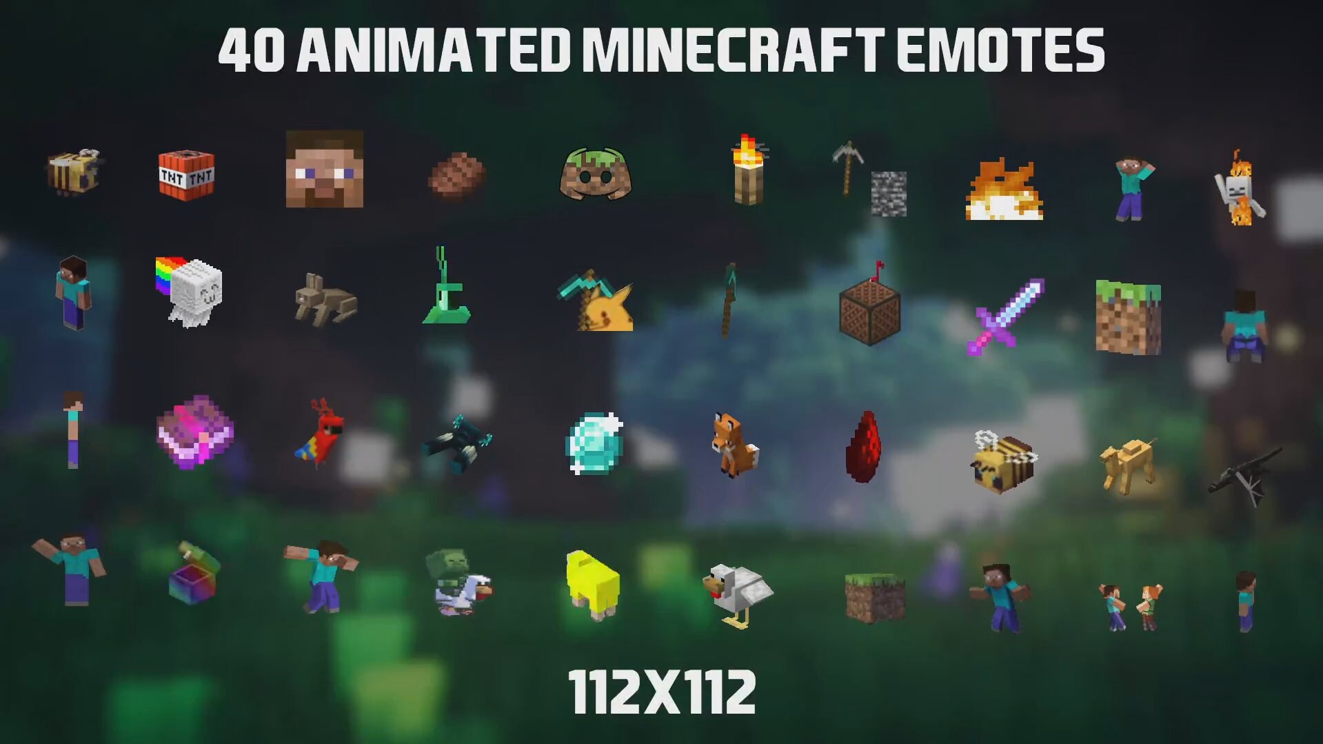40 Animated Minecraft Emotes Pack for Twitch, Kick, Youtube and Discord ...