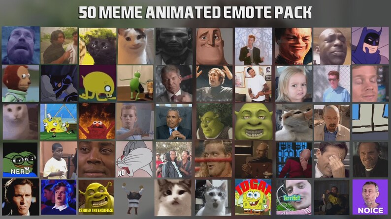 50 Animated Meme Emotes Pack for Twitch, Youtube and Discord - Twitch ...