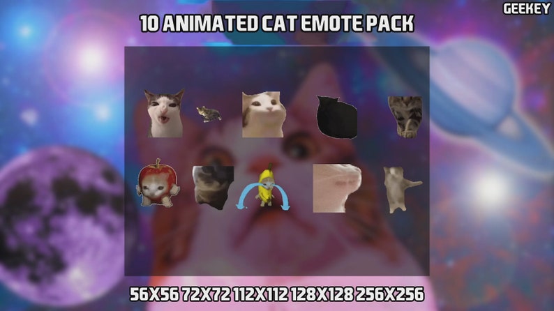 10 Animated Cat Emotes Pack for Twitch, Youtube and Discord - Cat ...