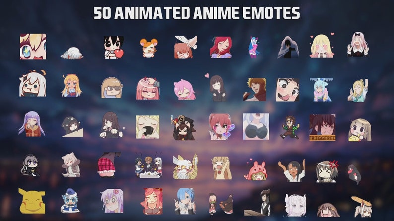 50 Animated Anime Emotes Pack for Twitch, Youtube and Discord - Anime ...