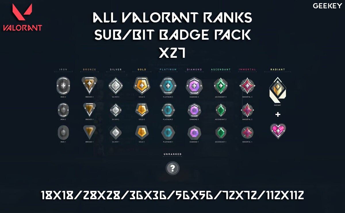 Valorant Ranks Sub Badge Pack for Twitch, Youtube and Discord Twitch ...