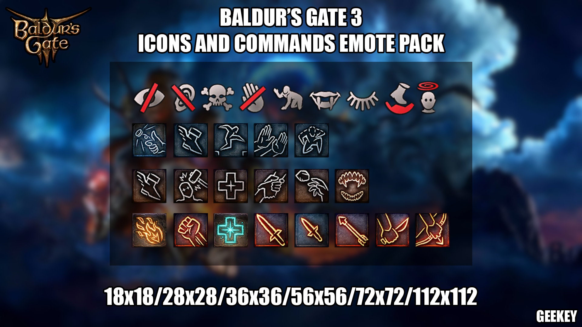 Baldur's Gate 3 Icons and Commands Emote Pack for Twitch, Youtube and ...