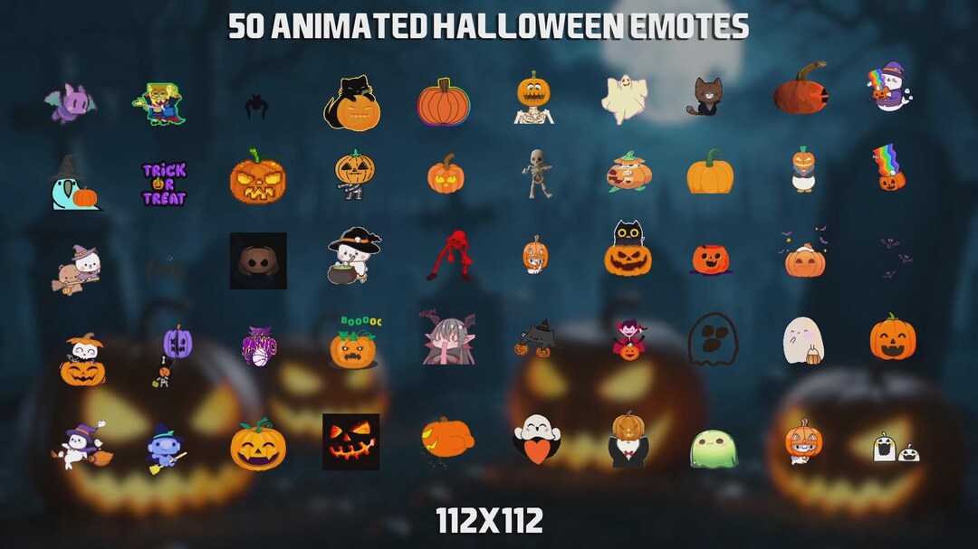 50 Animated Halloween Emotes Pack for Twitch, Kick, Youtube and Discord ...