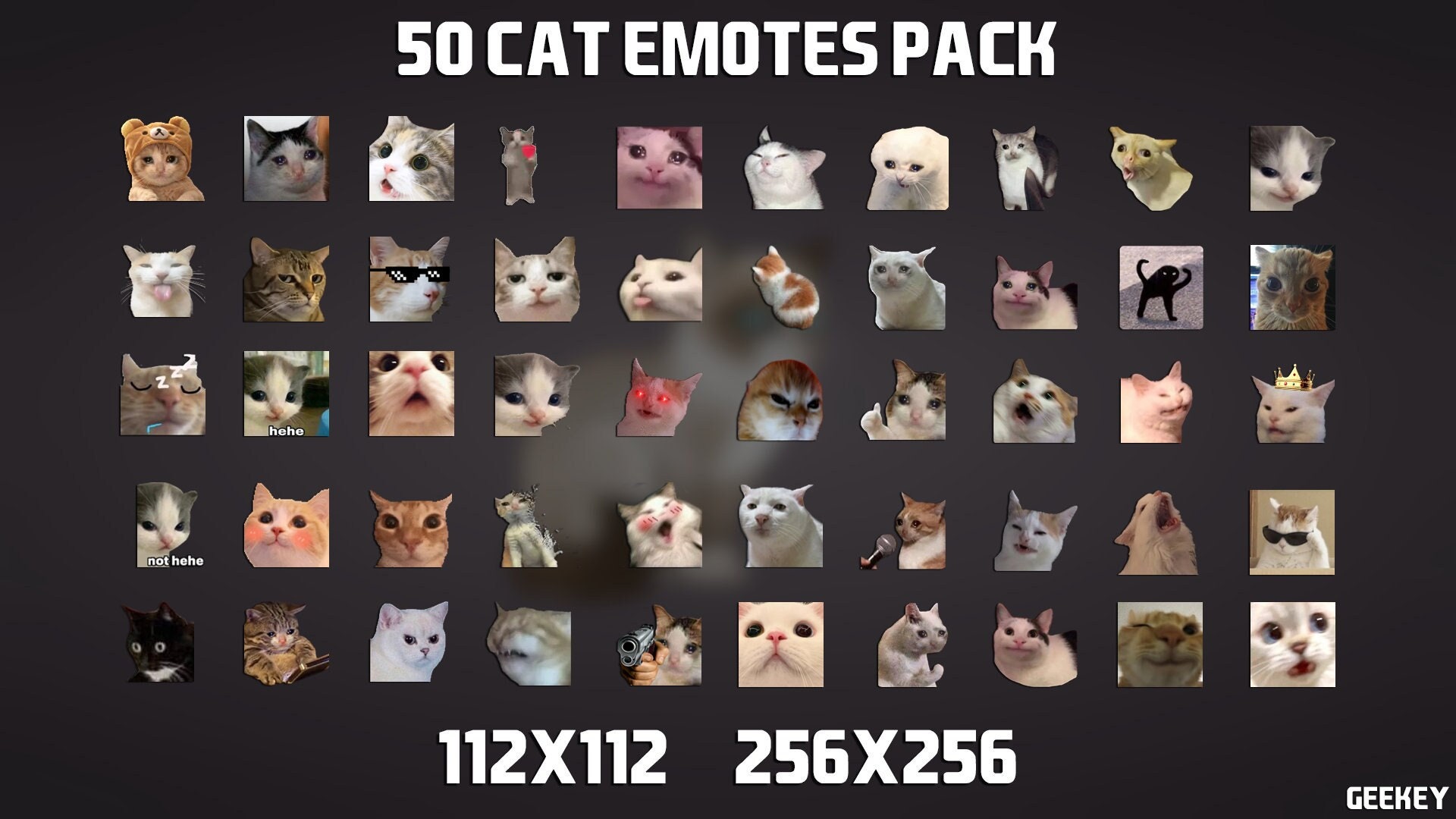 50 Cat Emotes Pack for Twitch, Youtube and Discord - Cat Emote - Twitch ...