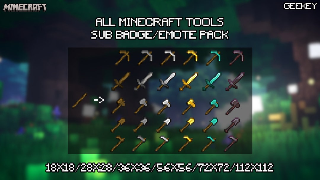 All Minecraft Tools Sub Badge and Emote Pack for Twitch, Youtube and ...