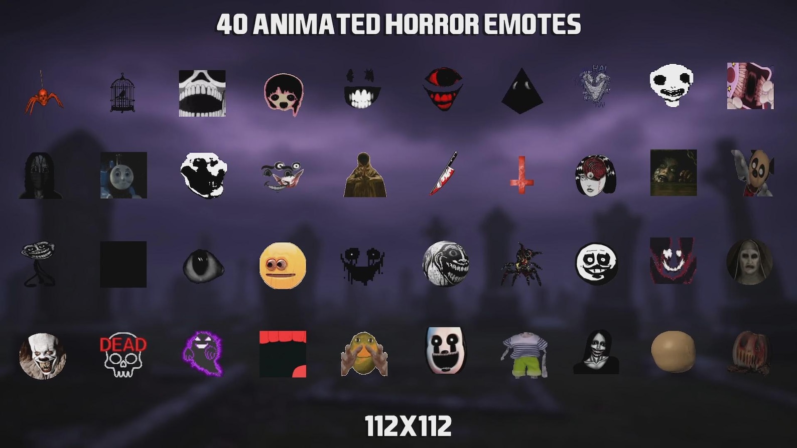 40 Animated Horror Emotes Pack for Twitch, Kick, Youtube and Discord ...