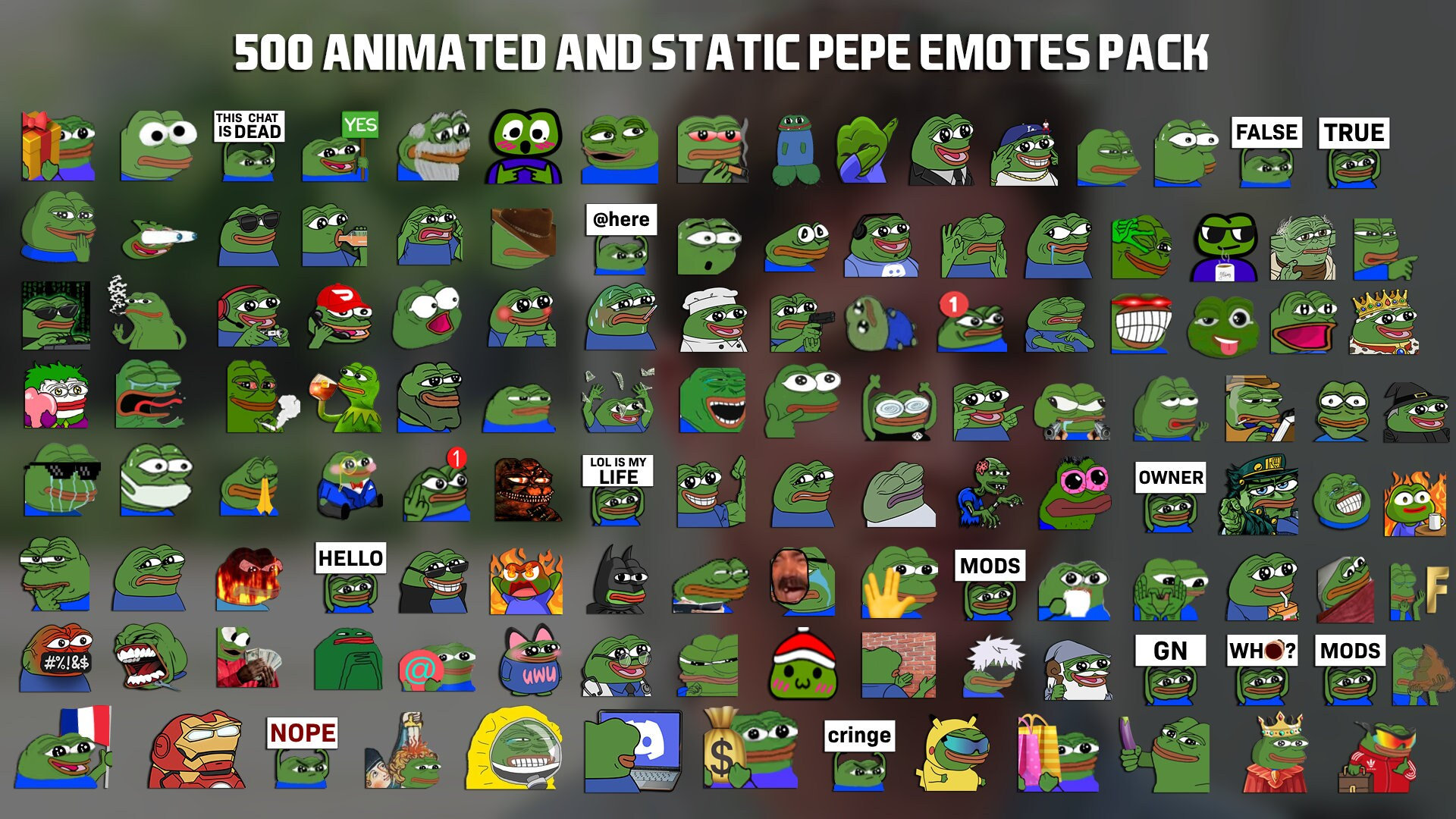500 Animated and Static Pepe Emotes Pack for Twitch, Youtube and ...
