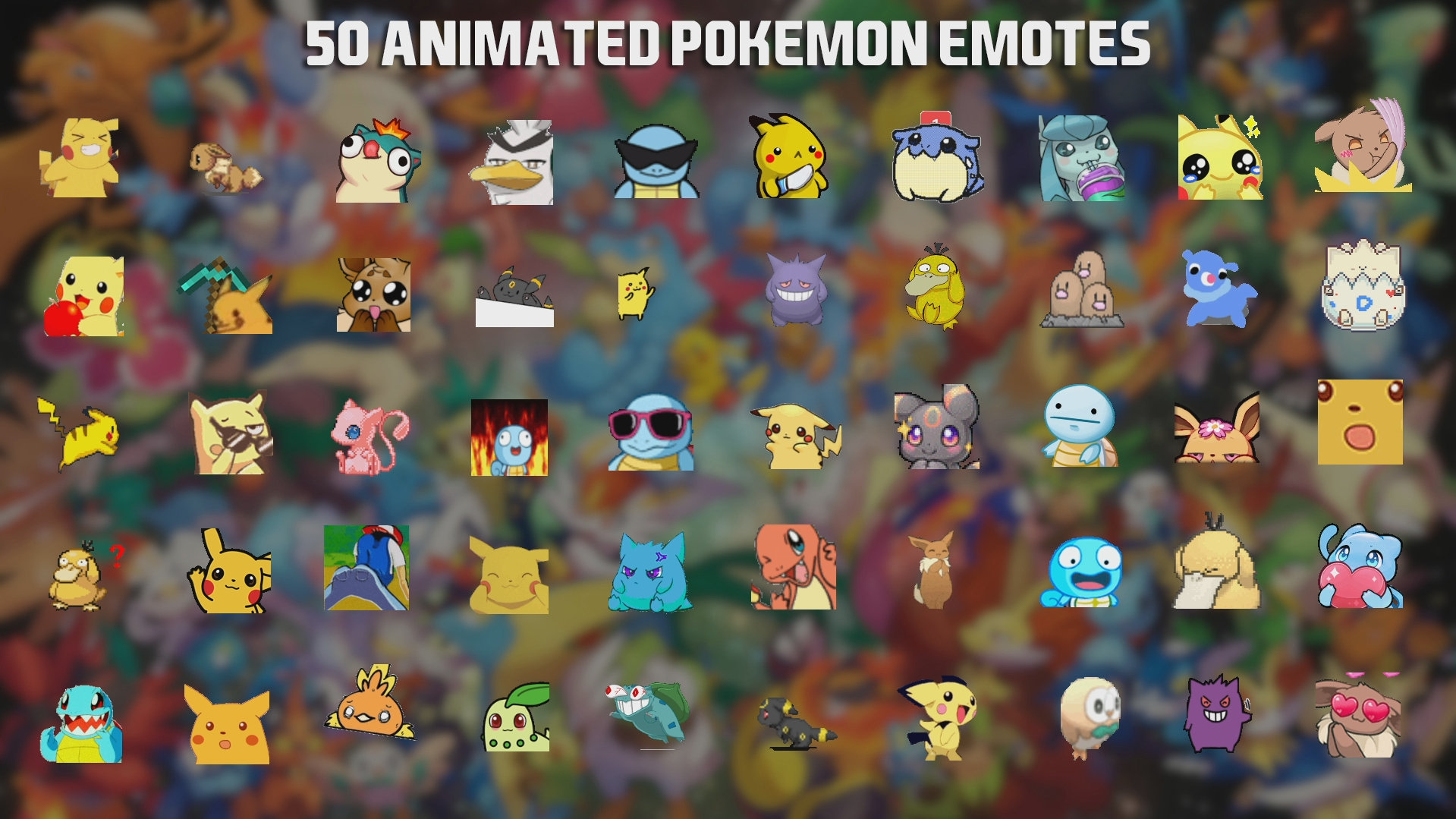 50 Animated Pokemon Emotes Pack for Twitch, Kick, Youtube and Discord ...