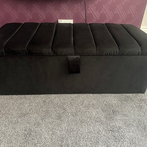 Ottoman Storage Box Engineered Wood Panel Style Luxurious Plush Velvet ...