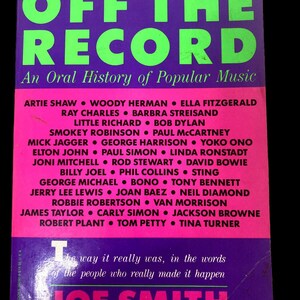 Book, off the Record by Joe Smith. MUSIC 1989 Good Condition for the ...