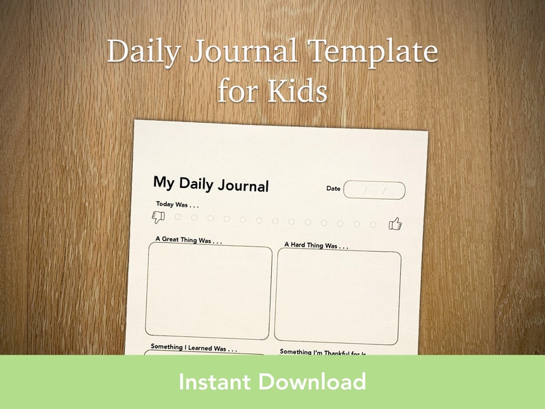Kids Daily Journal Printable PDF, Personal Diary, Interactive Activity ...