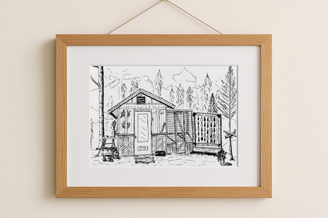 Pen & Ink Alaska Gardening Greenhouse Cabin Drawing (digital Print) - Etsy