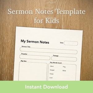 Kids Sermon Notes Printable PDF, Simple Christian Children's Resource ...