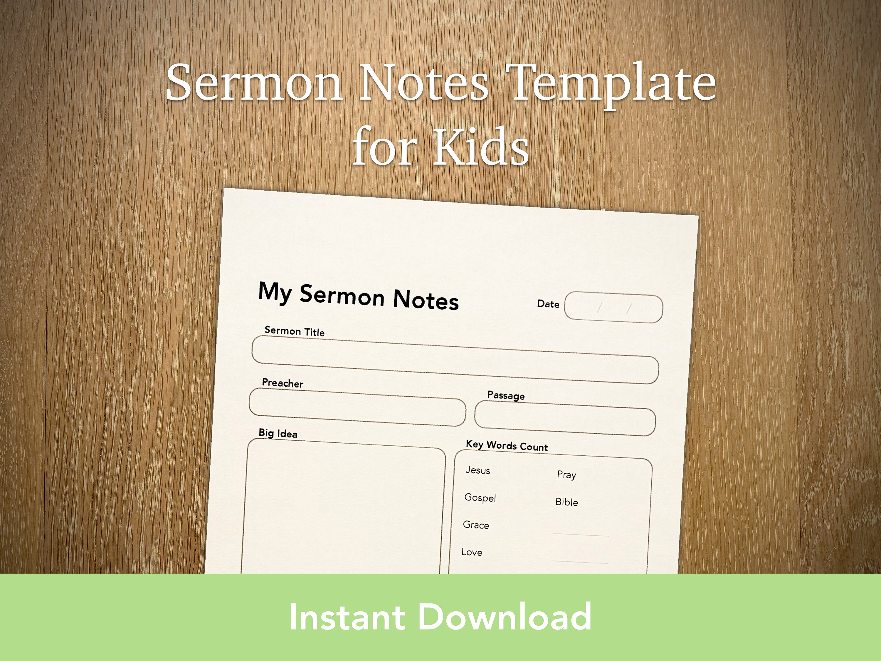 Kids Sermon Notes Printable PDF, Simple Christian Children's Resource ...