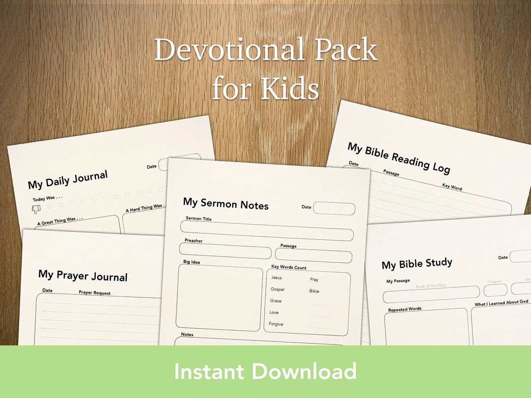 Kids Devotional Pack PDF - Sermon Notes, Prayer Journal, Bible Study ...