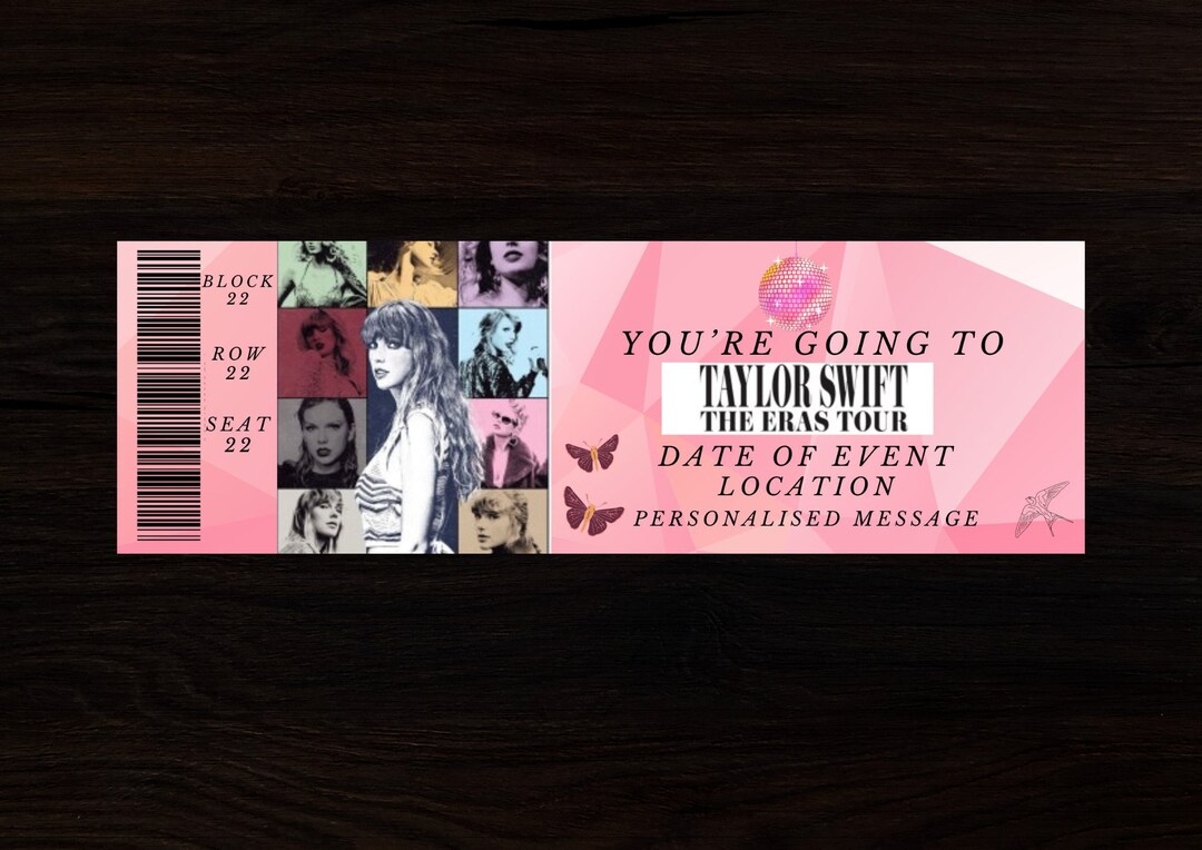 Taylor Swift Personalised Ticket Eras Tour Swiftie - Etsy