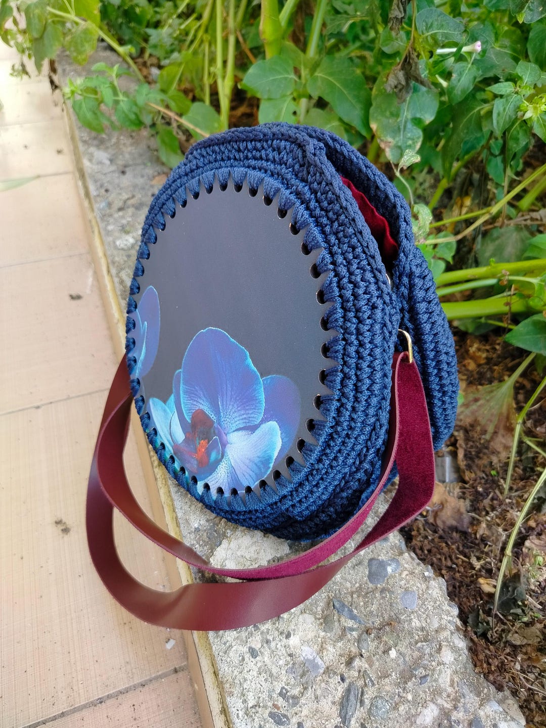 Navy Blue Polyester Thread Macaron Bag, Handmade Tote, Stylish Everyday ...