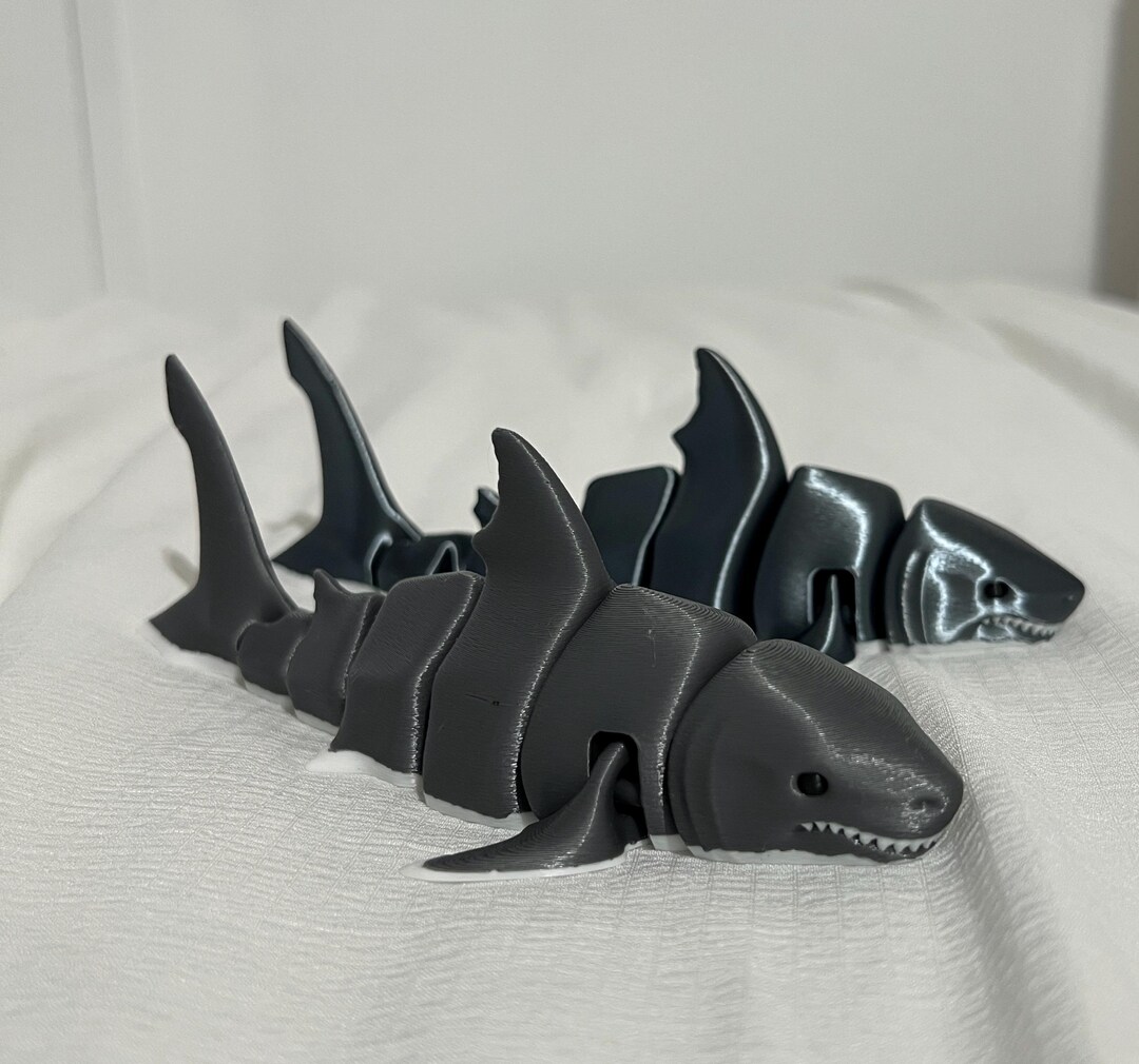 Great White Shark Fidget Toy, 3D Printed Stress Relief, Flexi Figure ...
