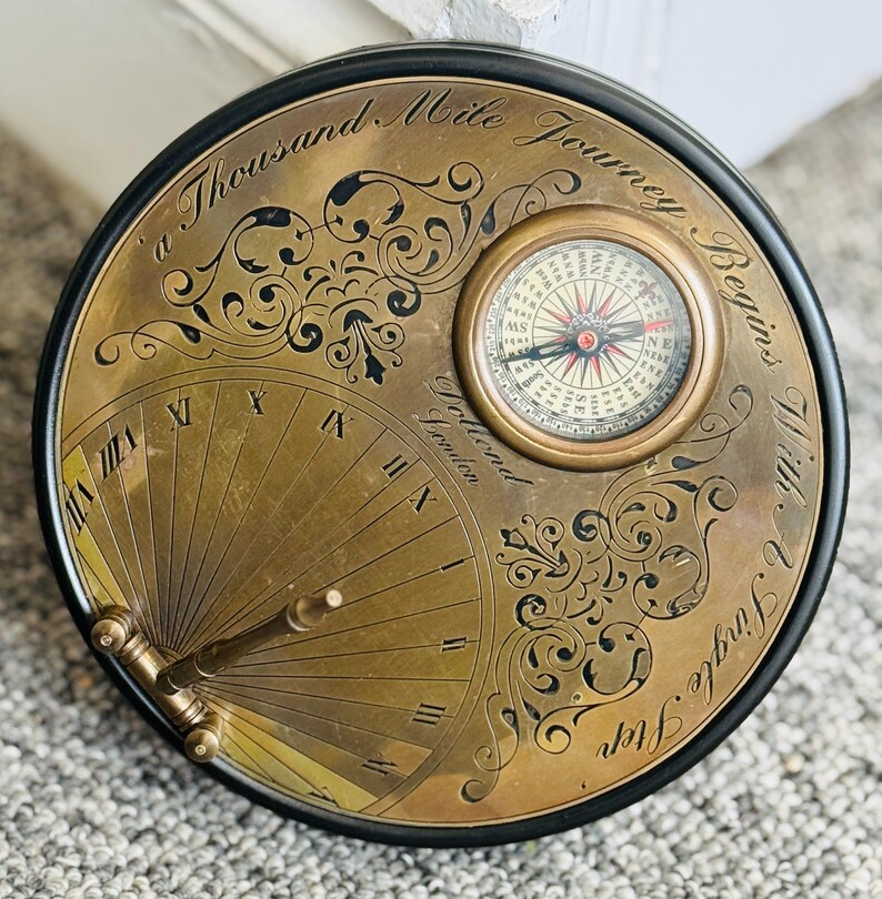 Functional Brass Sundial Compass-vintage Style Maritime Decor-nautical ...