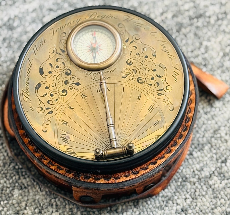 Functional Brass Sundial Compass-vintage Style Maritime Decor-nautical ...