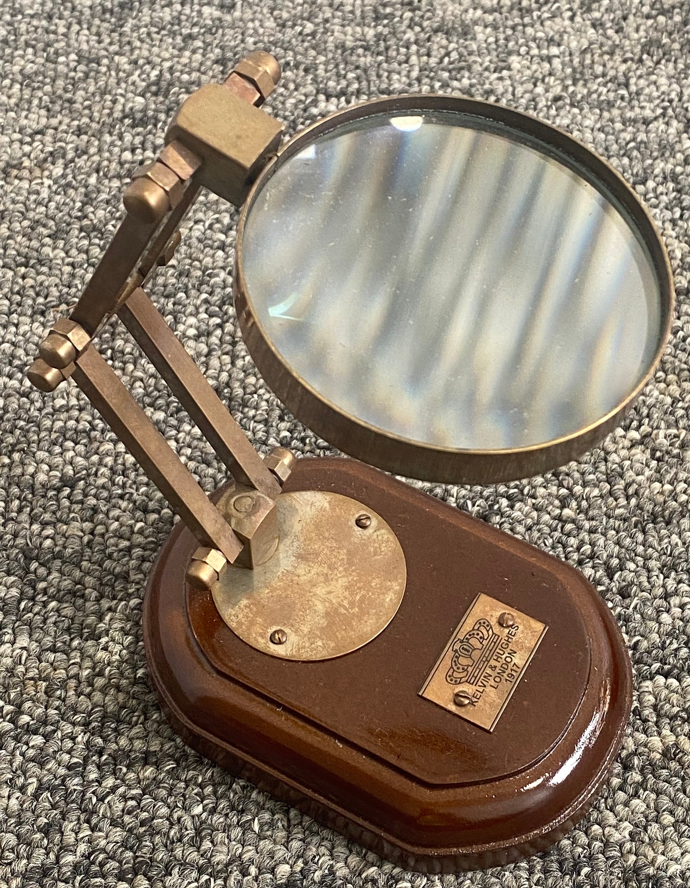 Vintage Table Magnifier Glass Brass Magnifying Glass Collectible Desk ...