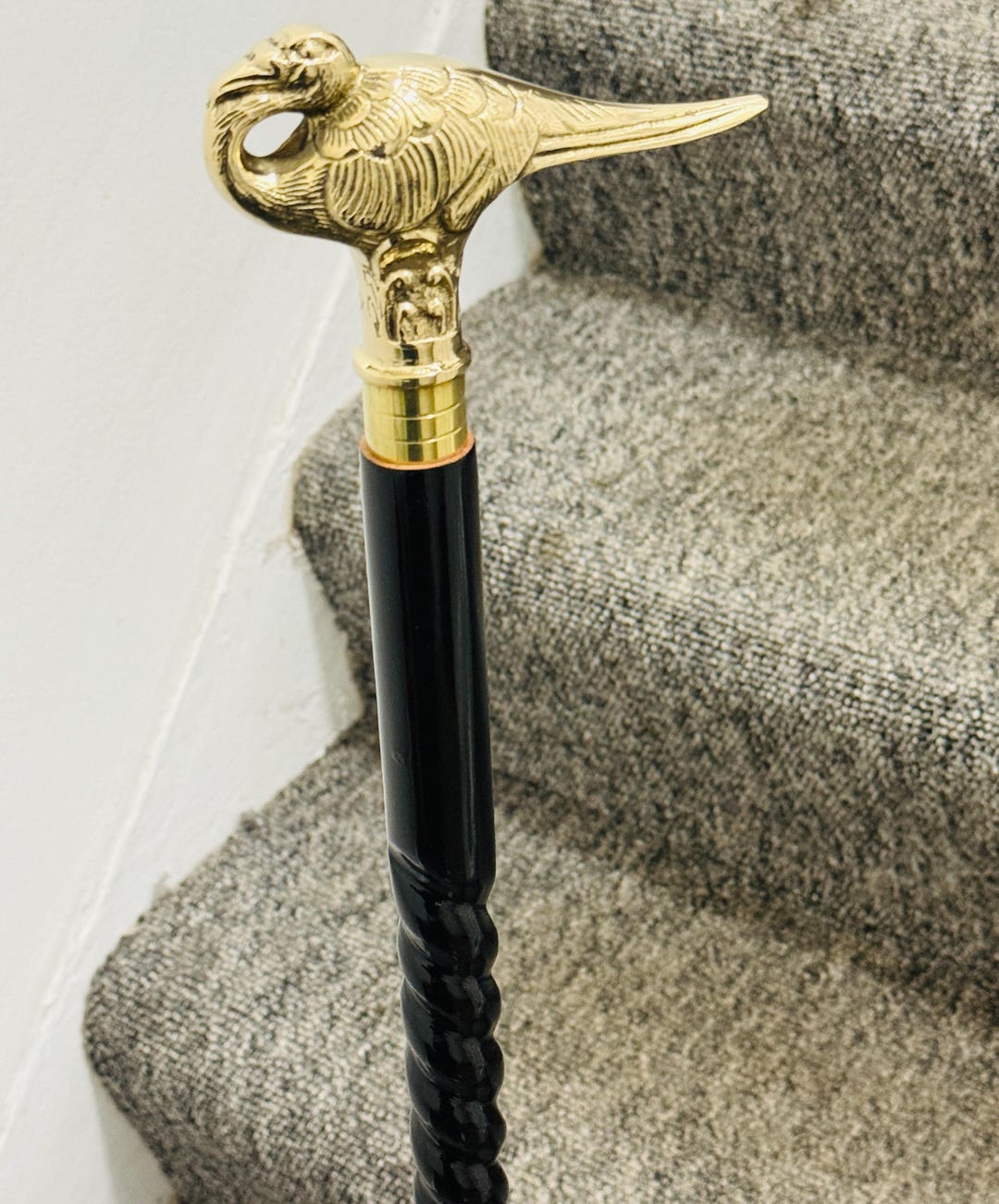 Antique Handle Hercule Poirot Swan Style Brass Walking Stick Gift Item ...