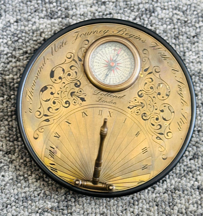 Functional Brass Sundial Compass-vintage Style Maritime Decor-nautical ...
