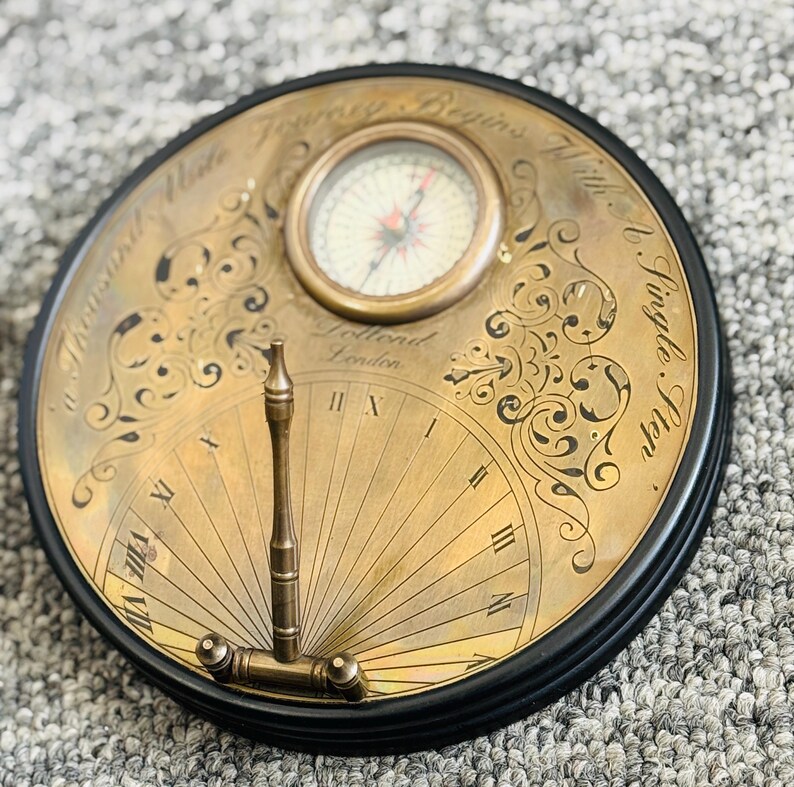 Functional Brass Sundial Compass-vintage Style Maritime Decor-nautical ...