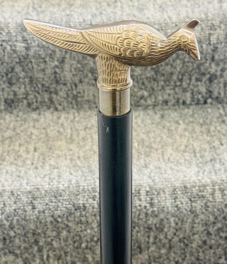 Vintage Brass Peacock Wooden Spiral Handmade Style Cane Walking Shaft ...