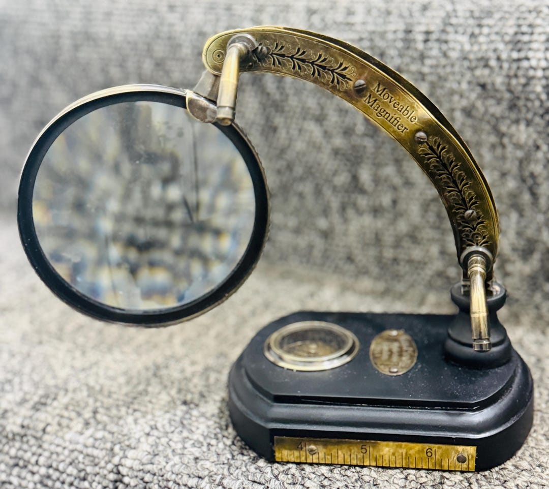 Brass Desk Magnifying Glass Antique Map Reader Jewelry Lens Compass - Etsy