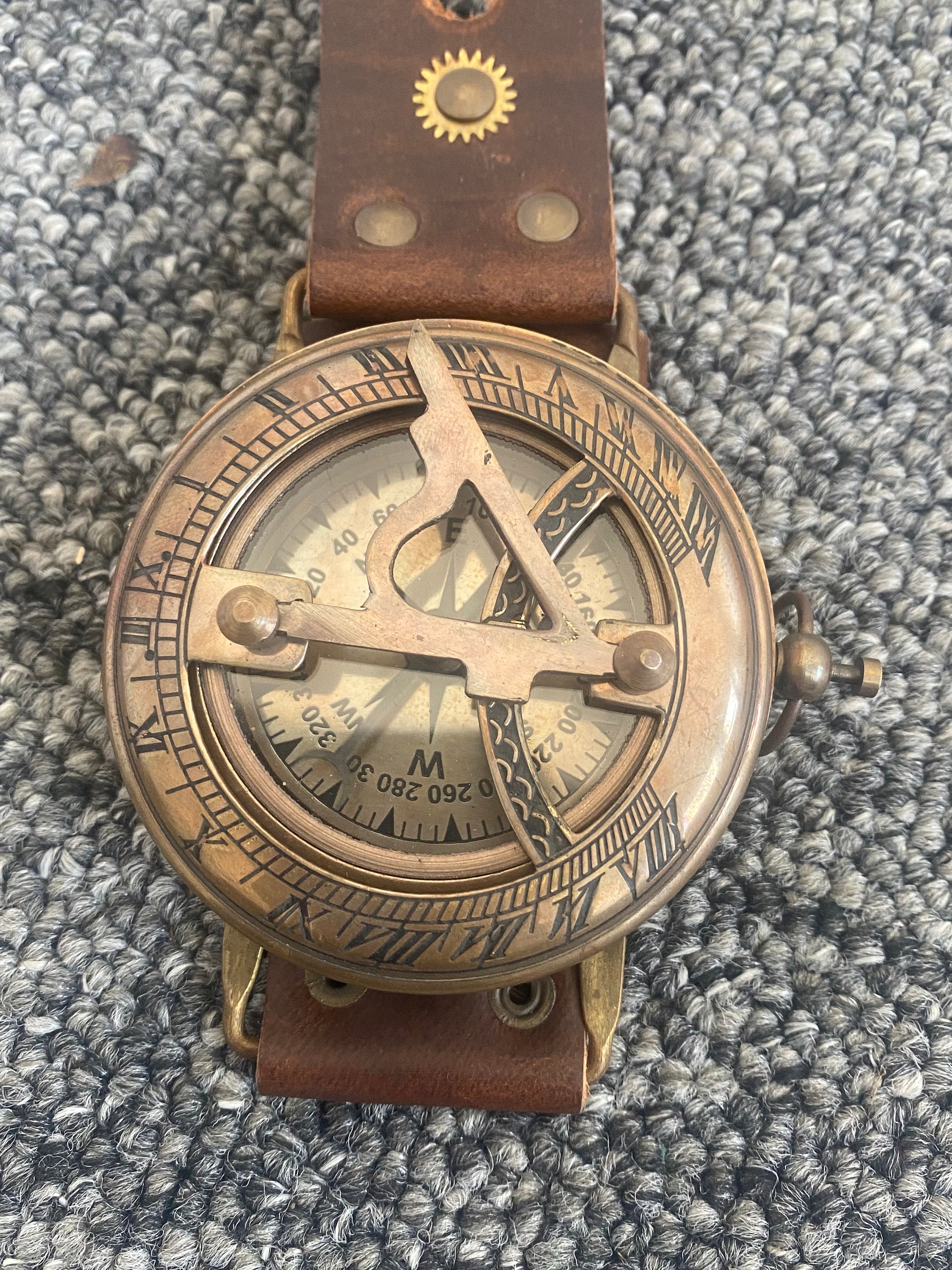 Nautical Vintage Steampunk Watch Style Sundial Compass/wrist Sundial ...
