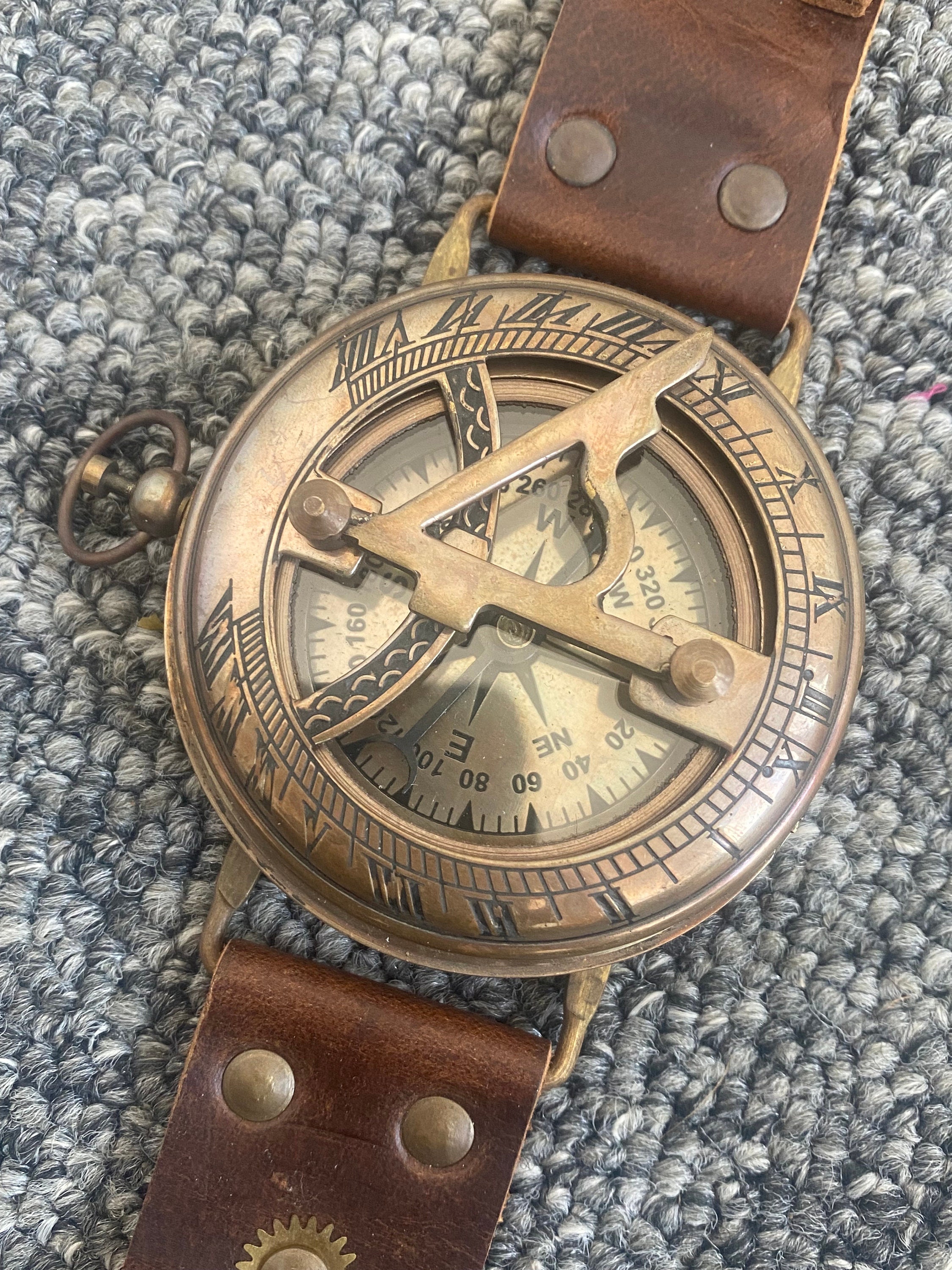 Nautical Vintage Steampunk Watch Style Sundial Compass/wrist Sundial ...
