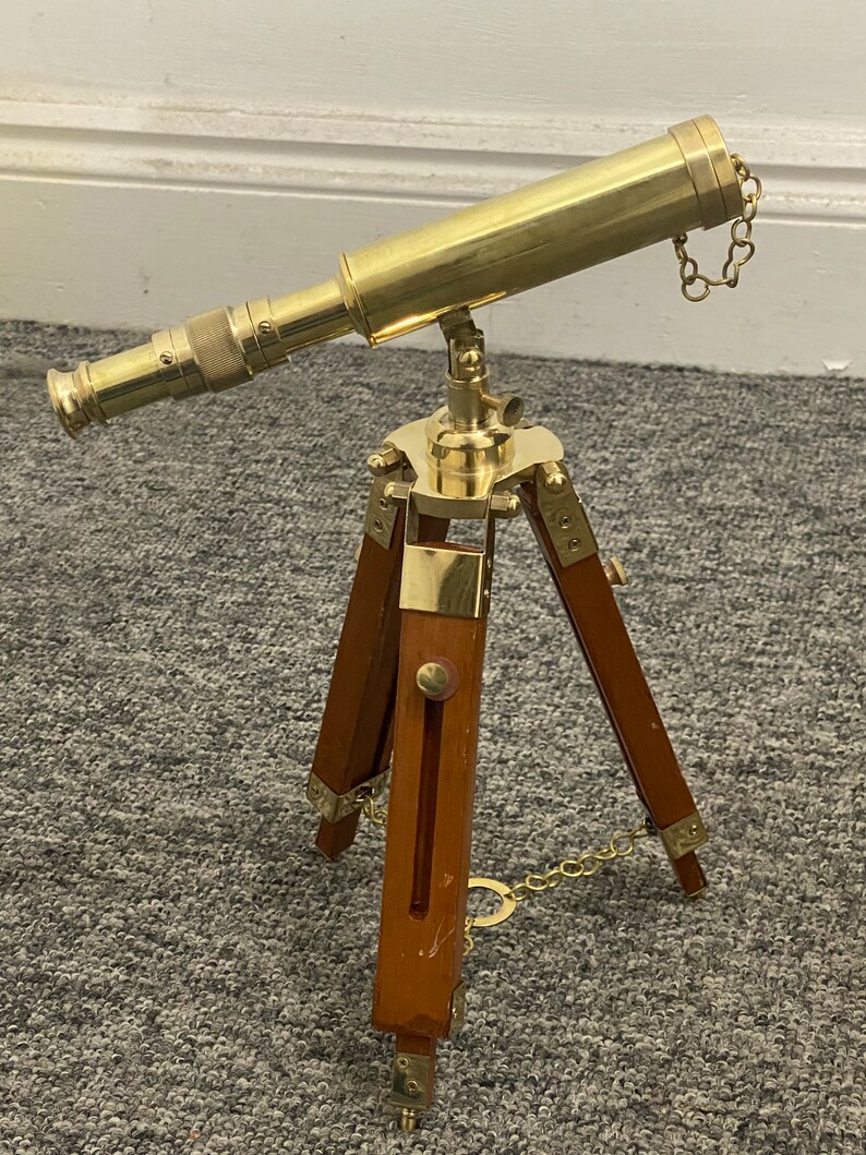 Handmade 10 Inch Antique Brass Telescope Working Spyglass With Tripod ...