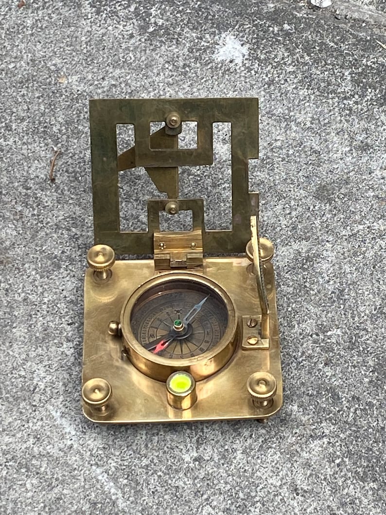 Brass Sundial Compass 3" Nautical Maritime Antique Vintage Sun Dial ...