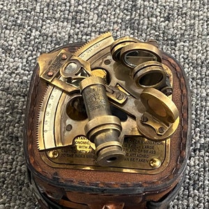 Vintage Maritime Brass Nautical Sextant Leather Case Kelvin Hughes London Wonderful Memorable ...