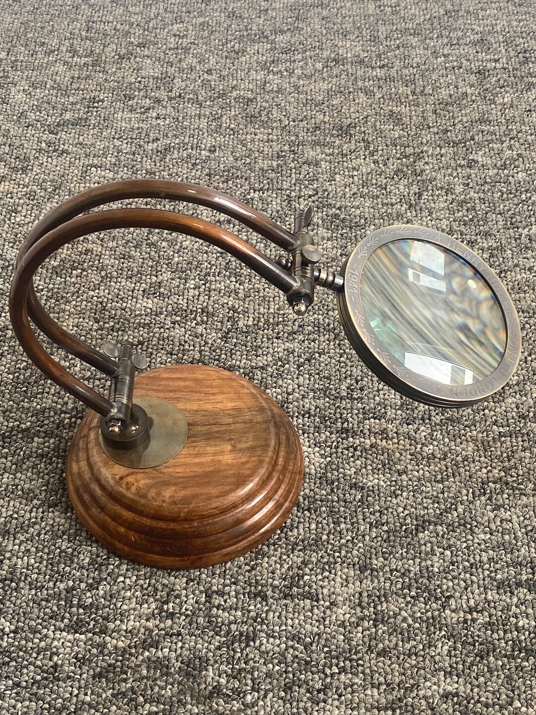 Antique Brass Magnifier Maritime Adjustable Stand Magnifying Glass Desk ...