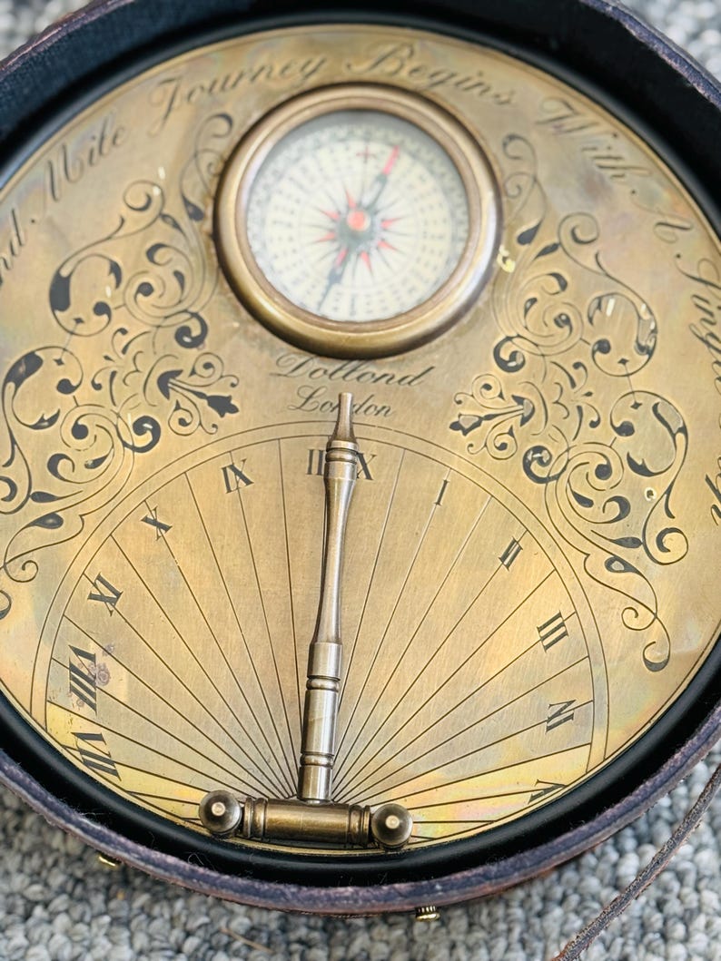 Functional Brass Sundial Compass-vintage Style Maritime Decor-nautical ...