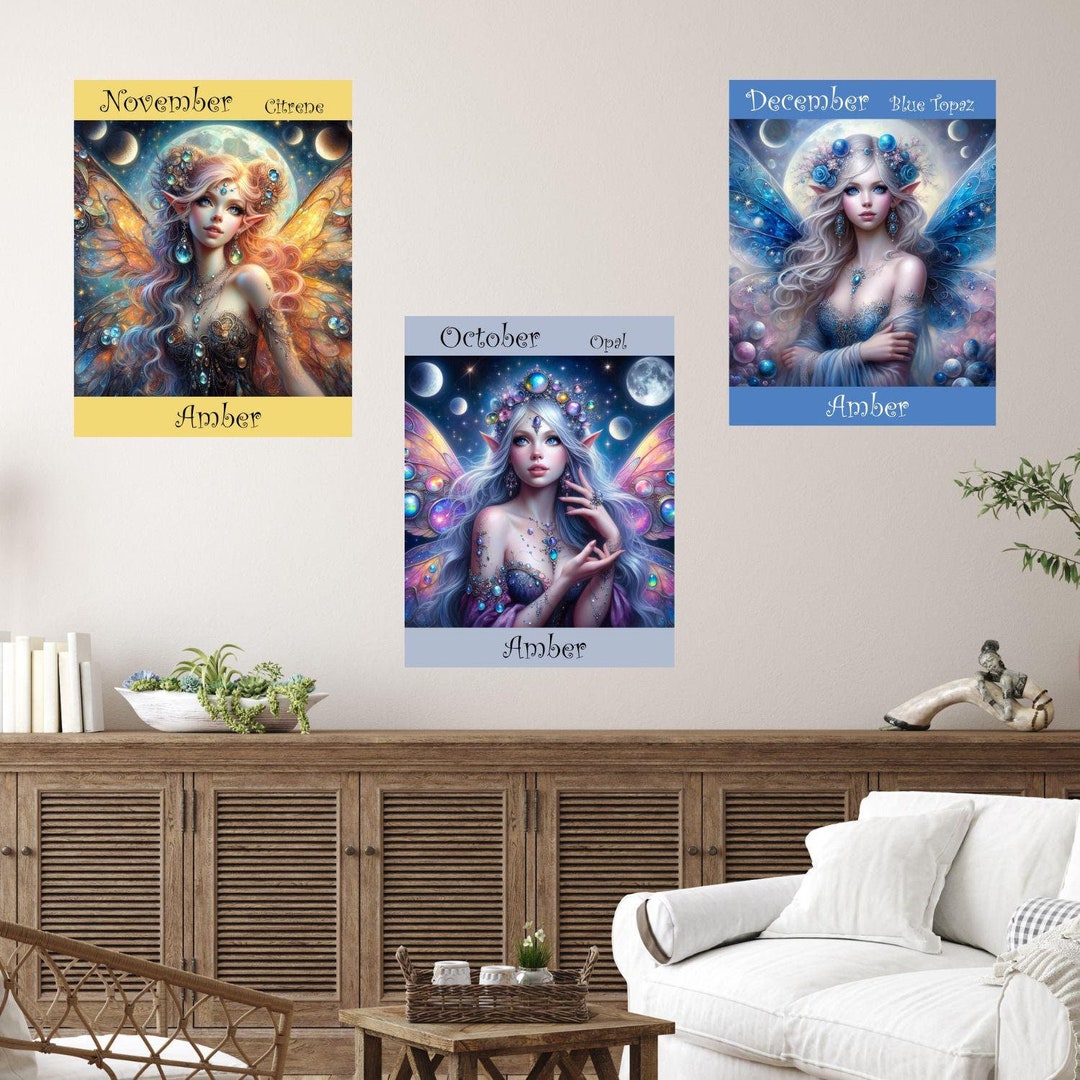 Birthstone Fairies: October, November and December, 3 Different Designs ...